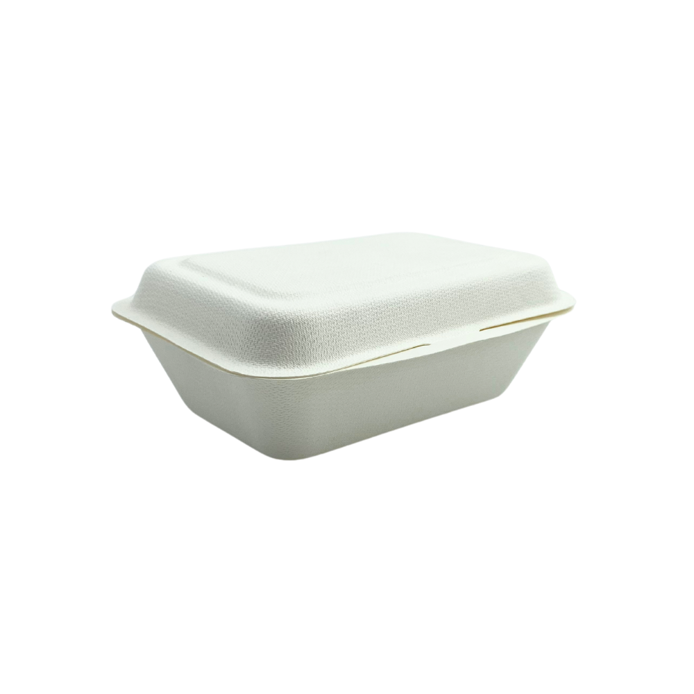 HD-B001 | Sugarcane Clamshell Food Container | 7x5x2.5" – HD Bio Packaging