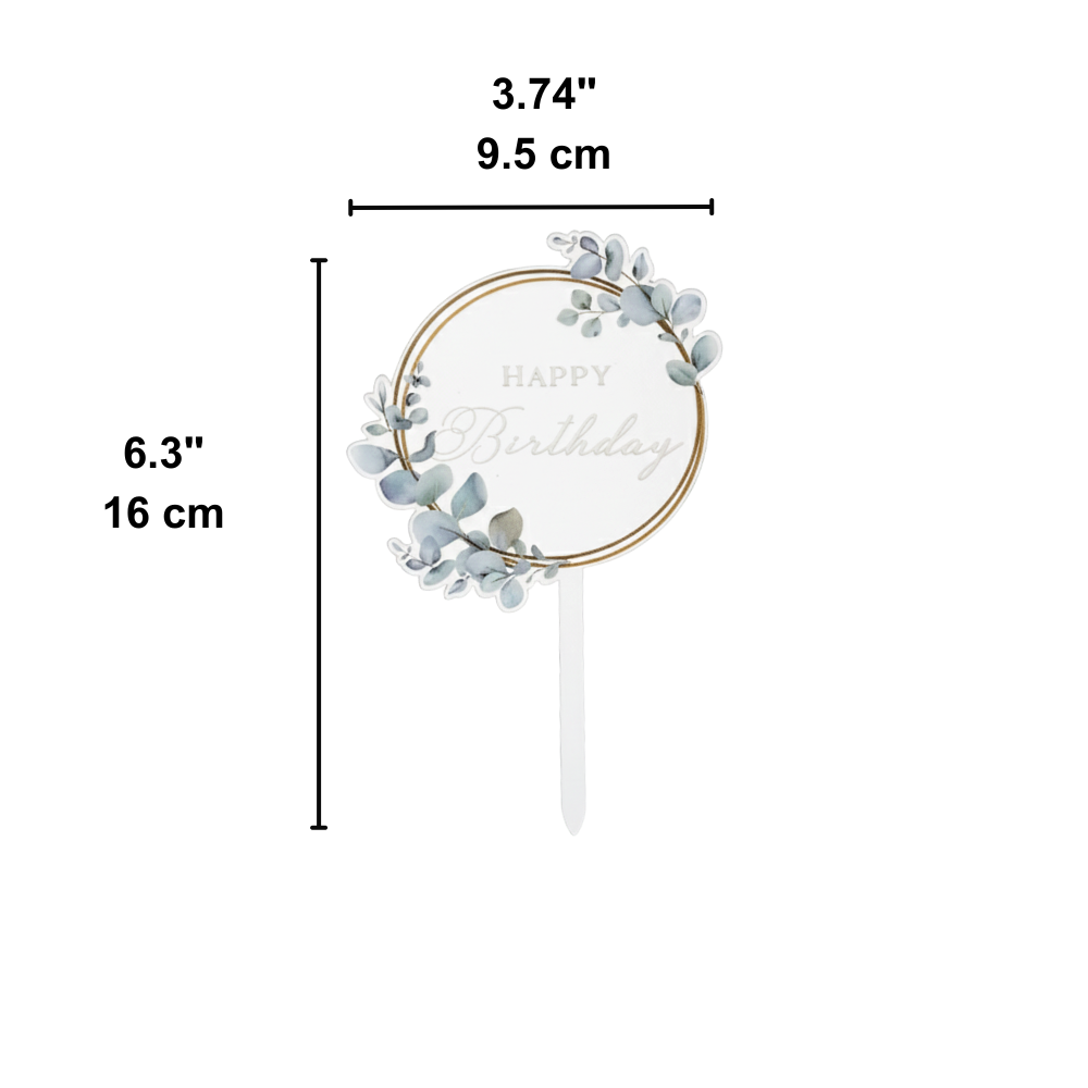 Round Floral Happy Birthday Cake Topper | Blue Flower Design – HD Bio ...