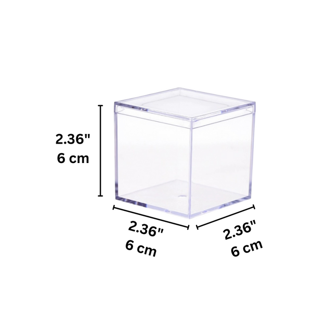 Square Acrylic Clear Cake Container W/ Lid | 2.36x2.36x2.36" – HD Bio ...
