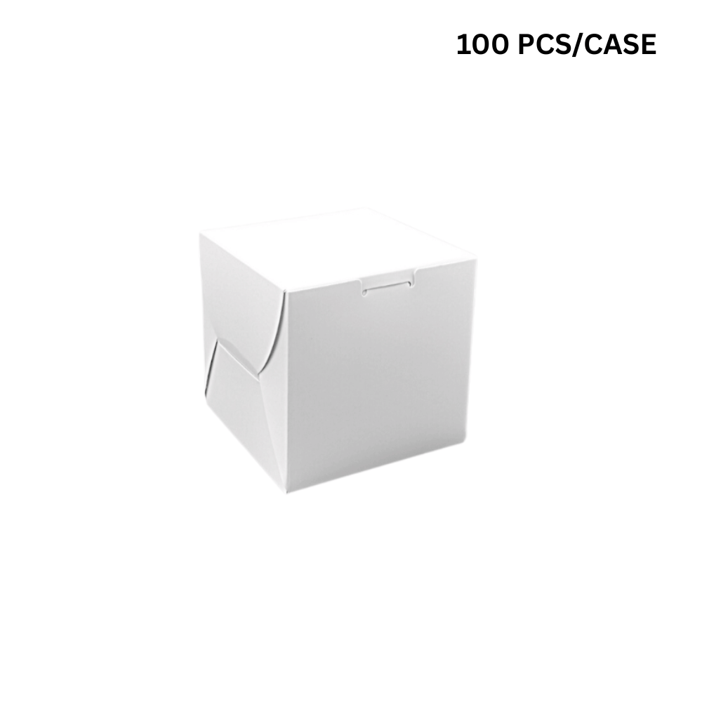 White Square Cake Paper Box Paperboard Bakery Cake Box | 4.25x4.25x4.25 ...